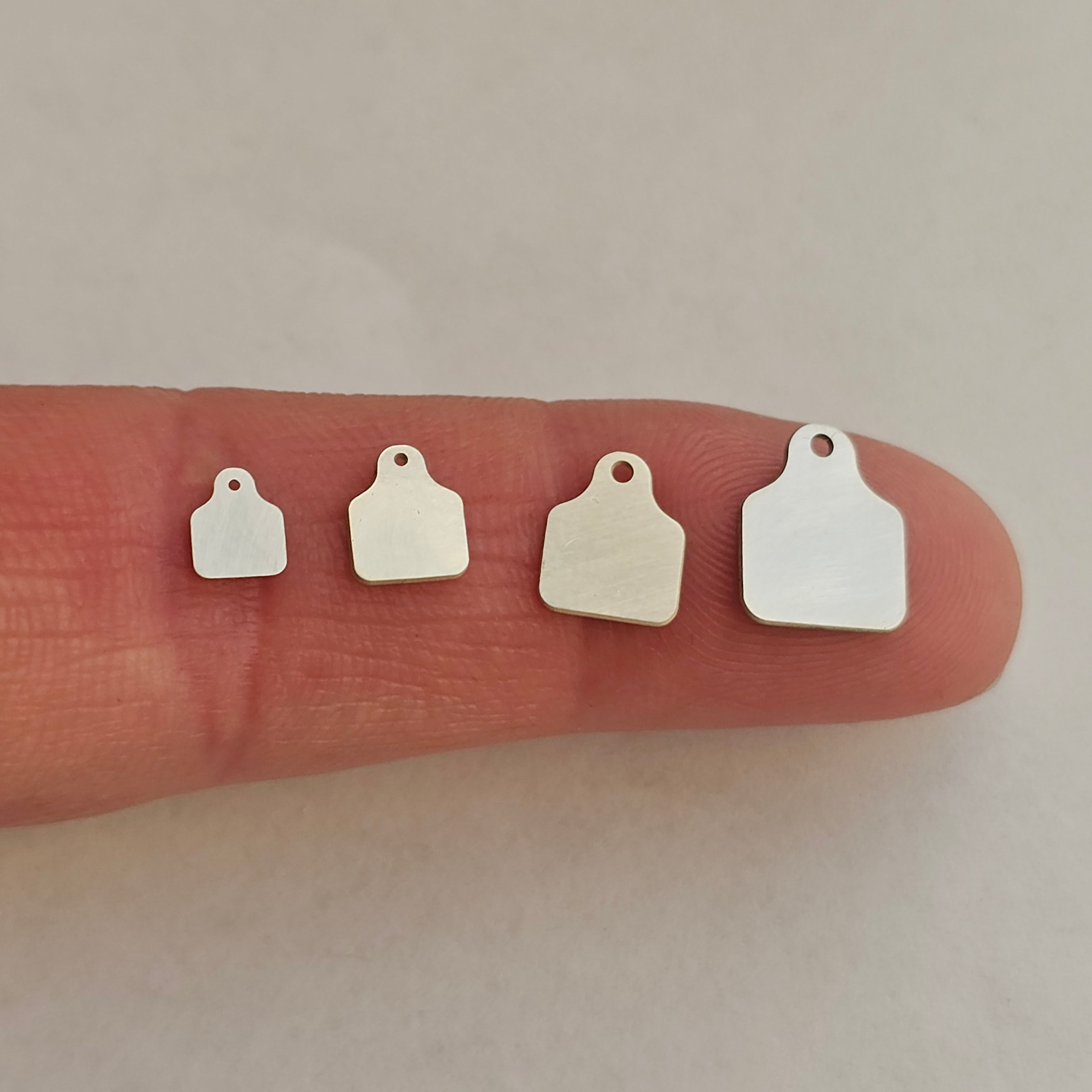 Sterling silver Cow Tag, Cattle Tag cut out , Solderable silver compon ...